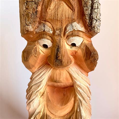 Wooden Old Man Wood Face Sculpture Woodcarving Figurine Etsy