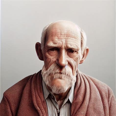 Premium Photo Old Sad Man Portrait Illustration