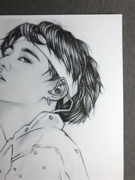 BTS Suga A4 Retrato dibujo lápiz impresión de arte Etsy