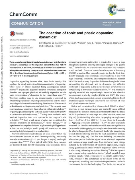 The Coaction Of Tonic And Phasic Dopamine Dynamics Pdf Dopamine Adsorption