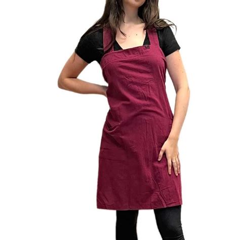 Apron Linen Pinafore Burgundy The Ceramic Shop