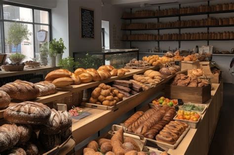 Premium Ai Image Artisan Bread Bakery With Rows Of Freshly Baked