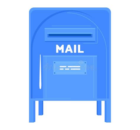 Blue Postal Mailbox Cartoon Simple Mail Box Icon For Delivery Concept