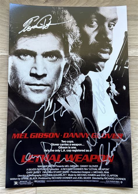 Lethal Weapon Cast Signed Autographed 8x12 Photo Mel Gibson Danny Glover