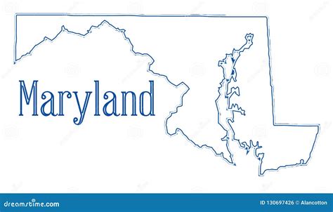 Mapa Del Esquema Del Estado De Maryland Stock de ilustración