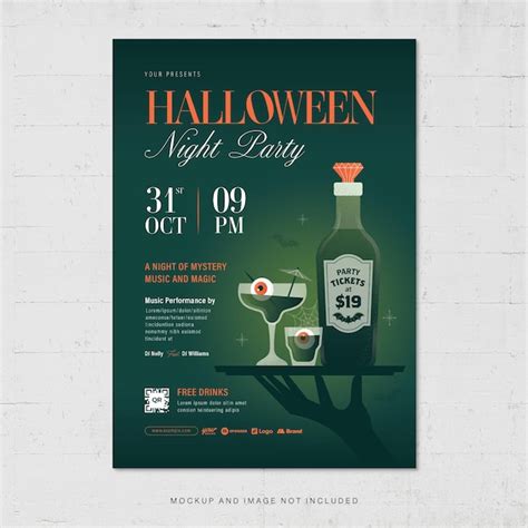 Premium Psd Halloween Flyer Template Scary Night Party Event In Green