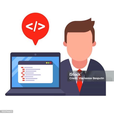 Programmer Dan Laptop Dengan Kode Program Ilustrasi Stok Unduh Gambar