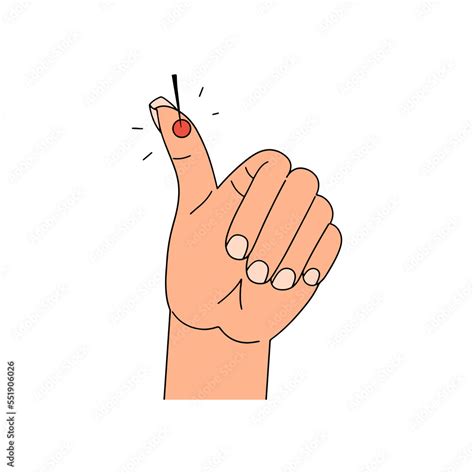 Sharp Wooden Splinter In The Thumb Vector Illustration In Flat Style