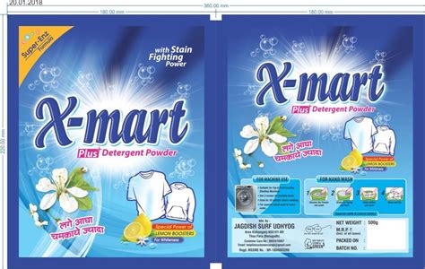 Blue Base Glossy 360mm Pvc Printed Detergent Powder Packaging Pouch