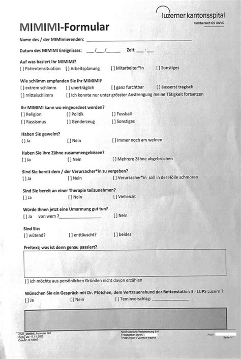 In Luzerner Kantonsspital Kursiert Mimimi Formular Personal Verletzt