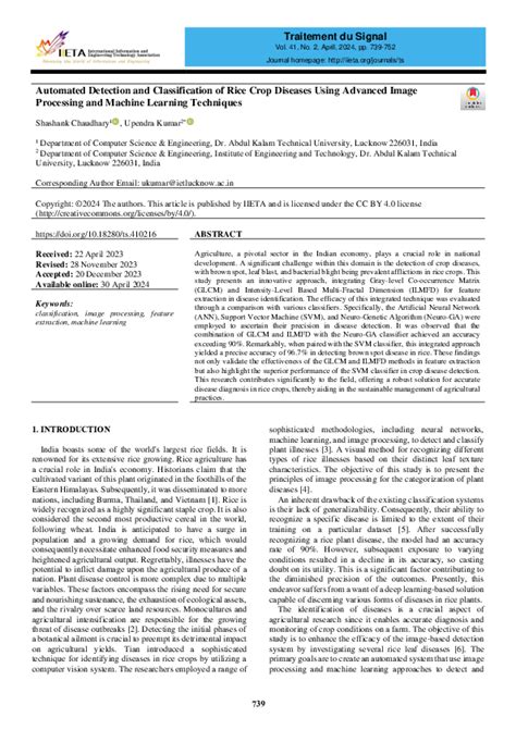 Pdf Automated Detection And Classification Of Rice Crop Diseases