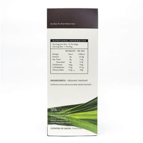 Organic Pandan Tea Sugar Free Spa Foods Pte Ltd