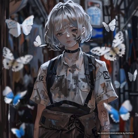 Ai创作图日韩厚涂 厚涂少女 插画女孩与蝶 厚涂头像 日系平涂 厚涂插画 板绘少女插画 氛围感插画 二次元插画 板绘插画插图 日系少女插画 日