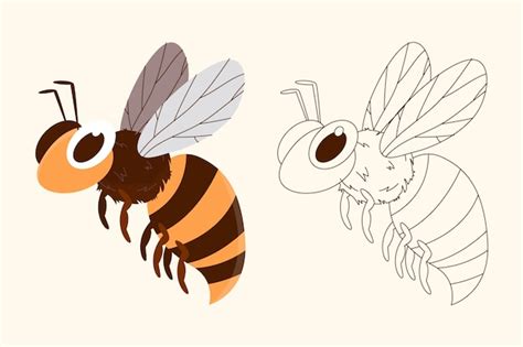 Ilustración de contorno de abeja dibujada a mano Vector Gratis