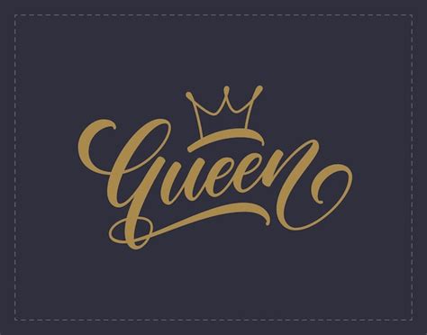 Texto De La Reina Diseño Dibujado A Mano Por Vector Letra De La Reina