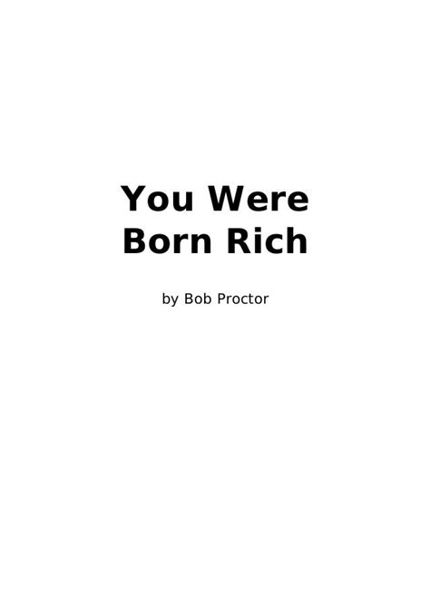Bob Proctor You Were Bornrich Success Ebook