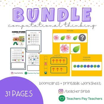 BUNDLE Computational Thinking Algorithms Boom Cards Worksheet No Link