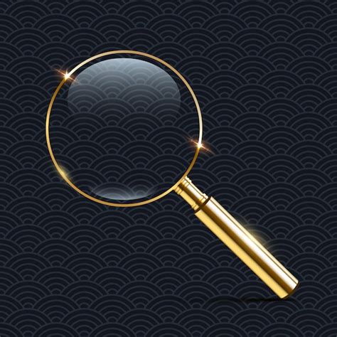 Premium Vector Realistic Golden Magnifier Isolated On Dark Pattern