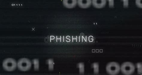 Phishing Text Animation Over Binary Code And Digital Symbols On Dark