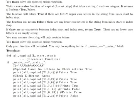Solved You Must Solve This Question Using Recursion Write A