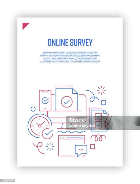 일러스트 온라인 설문조사 개념의 벡터 집합입니다 웹 페이지 배너 포스터 인쇄 등을 위한 라인 아트 스타일 배경 디자인 벡터