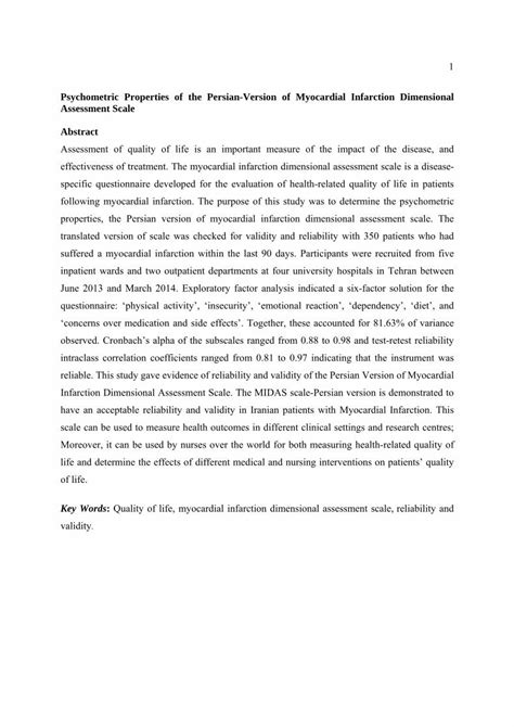 Pdf Psychometric Properties Of The Persian Version Of · 1