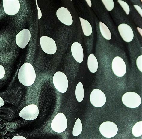 Black Base With Yellow Or White Polka Dot Shiny Satin 100 Polyester