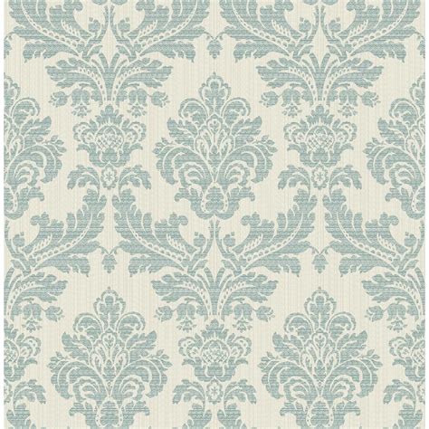 Advantage Piers Teal Blue Texture Damask Wallpaper Sample Damask