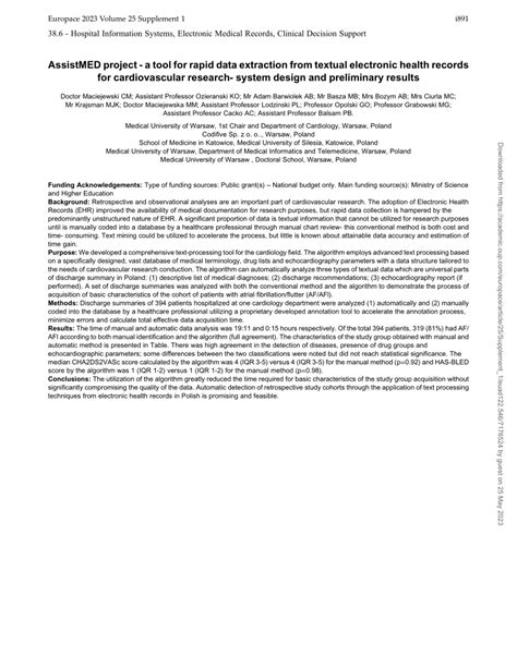 Pdf Assistmed Project A Tool For Rapid Data Extraction From Textual