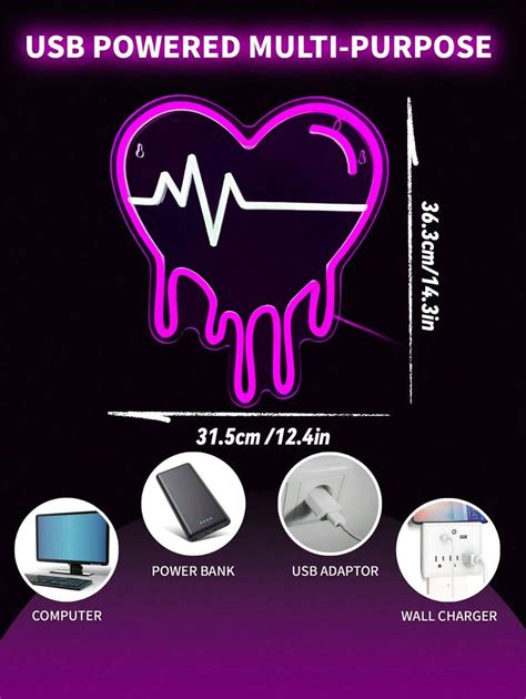 יחידה 1 אקרילי חומר ורוד להמיס לב נאון סימנים להמיס לב נאון להמיס