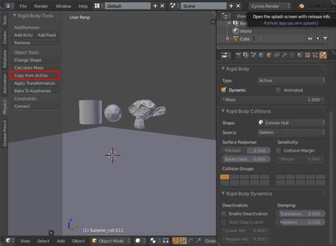 Rigid Body Simulation Copy Physics To Multiple Objects Blender Stack Exchange