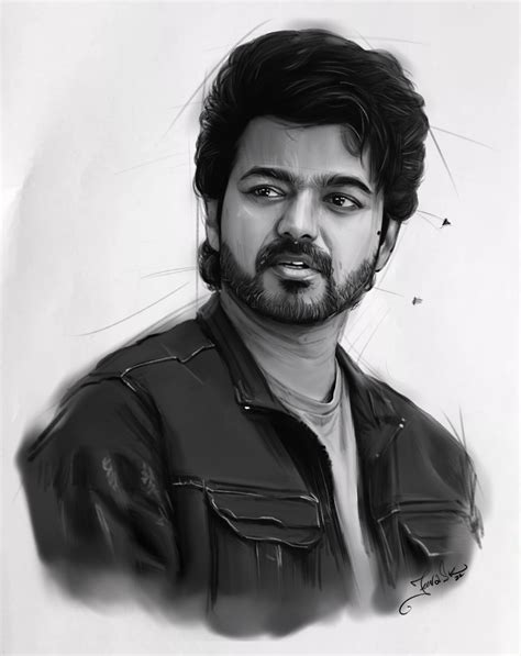 Thalapathy Vijay Pencil Sketch Pencil Sketch Portrait Pencil Drawing Eroppa