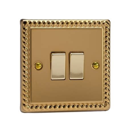 Varilight Georgian Brass 2 Gang 10a Intermediate Switch 10a 1 Or 2