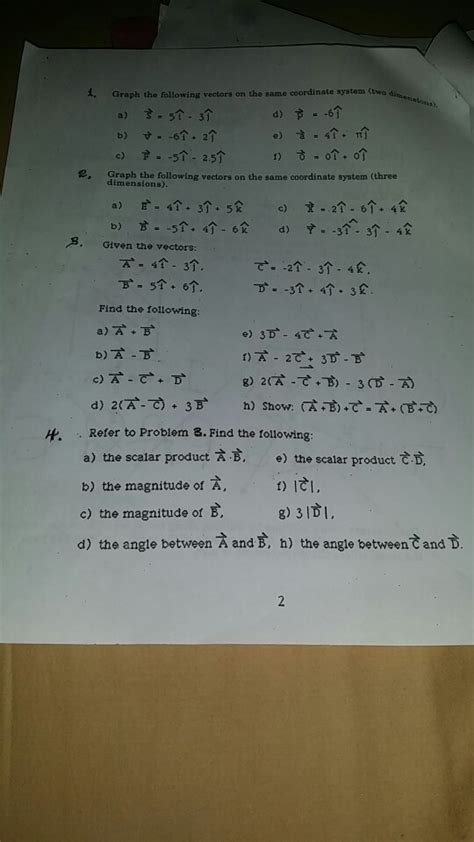 Solved Graph The Following Vectors On The Same Coordinate