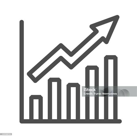 增長圖線圖示 業務概念 白色背景上的資訊圖符號 金融增長圖表與箭頭圖標在大綱風格為移動概念和網頁設計向量圖形向量圖形及更多互聯網圖片 Istock
