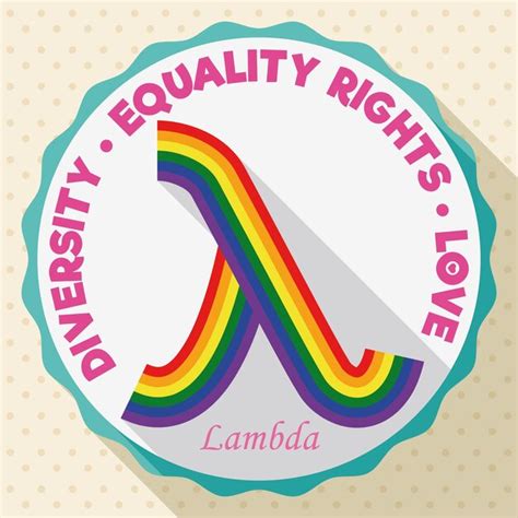Premium Vector Round Button With Colorful Lambda Symbol For Lgbt