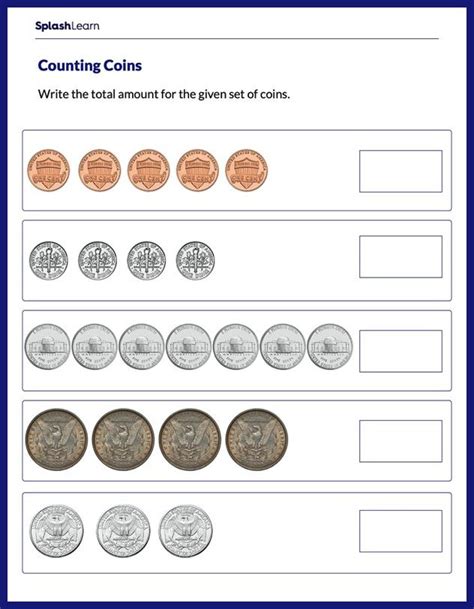 Guess The Amount Using Same Types Of Coins Math Worksheets Splashlearn