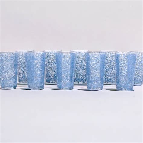 Mid Century Spaghetti String Glasses In Powder Blue Set Of 10 Etsy