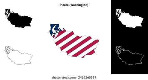 Pierce County Washington Outline Map Set Stock Vector Royalty Free