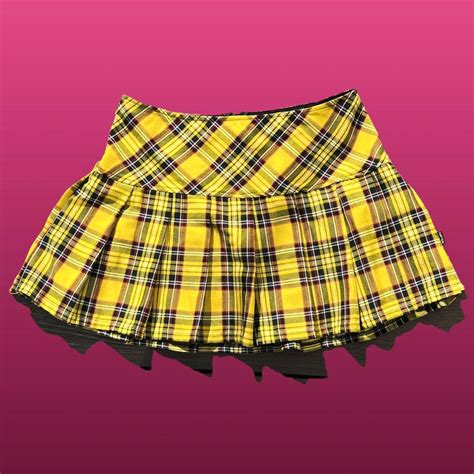 Pleated Plaid Yellow Skirt Size Medium Brand Depop