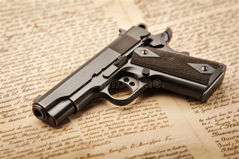 Handgun On A Table As A Concept Of 2nd Amendment Stock Illustration
