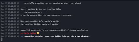 exited with status 1 while running your code render