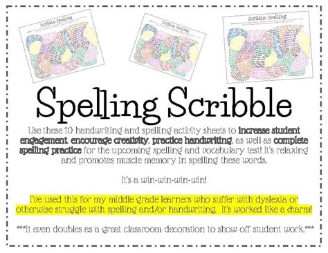 Spelling Scribble 10 Different Spelling And Handwriting Practice Sheets