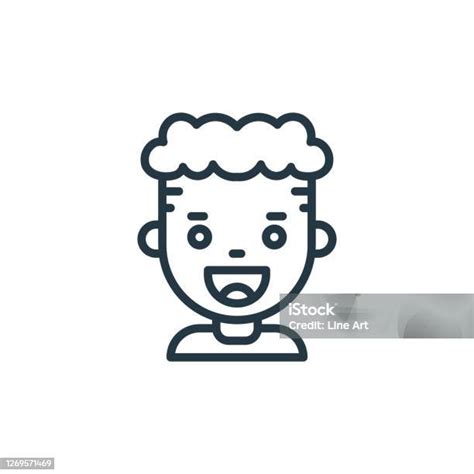 아이 아바타 개념에서 소년 아이콘 벡터 소년 편집 스트로크의 얇은 라인 그림 웹 및 모바일 앱 로고 인쇄 미디어에 사용하기 위한