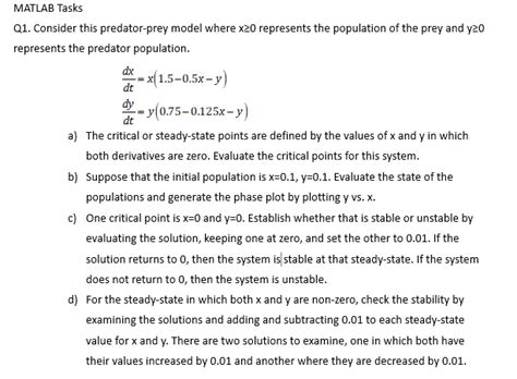 Dt Matlab Tasks 01 Consider This Predator Prey Model