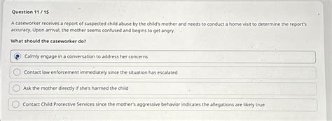 solved question 11 15a caseworker receives a report of