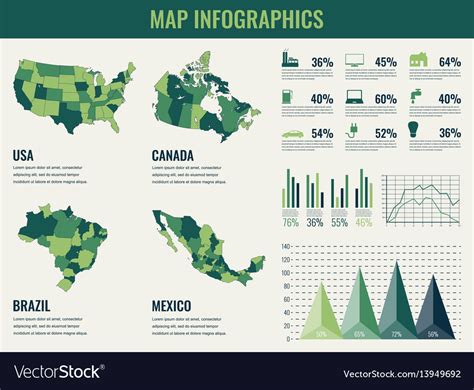 Infographics Elements Set With Collection Maps Vector Image