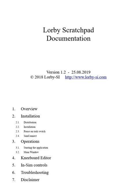 lorbyscratchpad documentation pdf installation computer programs