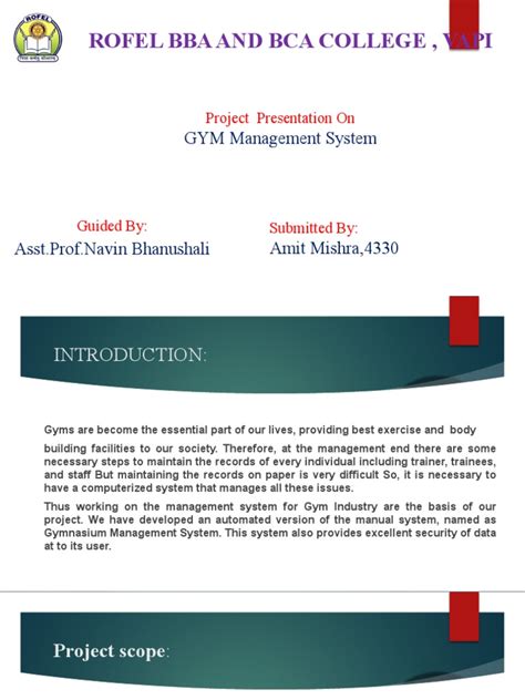 Rofel Bba And Bca College Vapi Gym Management System Pdf
