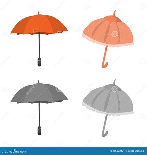 Isolated Object Of Protection And Closed Sign Collection Of Protection And Rainy Stock Symbol